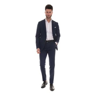 Paoloni Schmal geschnittener Wollanzug mit 2 Kn&ouml;pfen - - Suits - Herren - Blau - XL