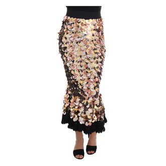 Dolce & Gabbana Glamour&ouml;ser Gold Pailletten Peplum Rock - - Skirts - Damen - Mehrfarbig - XS