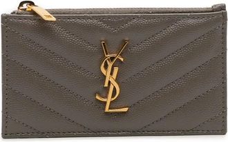 Saint Laurent porte-cartes matelassé (2022) - Gris
