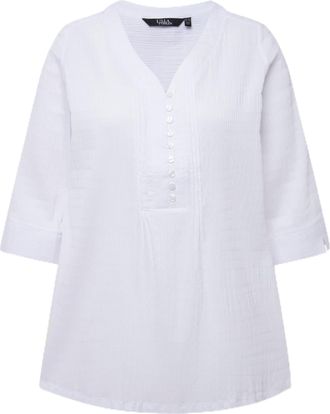 Ulla Popken Damen große Größen Übergrößen Plus Size Tunika, Bubble Qualität, 3/4-Ärmel schneeweiß 42+ 797450200-42+