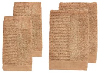 Zone Denmark Classic Handtuch Set Baumwolle, 2 x Handtuch 50x100 cm und 2 x Badetuch 70x140 cm, 100% Oeko-Tex Zertifizierte Baumwolle, 4er-Set, Mandarine