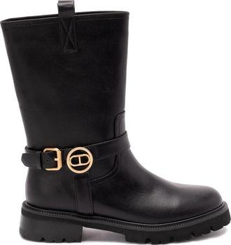 Twinset Buckle-embellished Leather Boots