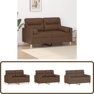 vidaXL 2-Sitzer-Sofa mit Zierkissen Braun 120 cm Stoff - 2-Sitzer-Sofa - Couch - Wohnzimmersofa - Braunes Sofa - Lederlook Sofa