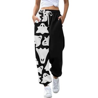 Generic Pantalon de surv&ecirc;tement taille haute pour femme - Pantalon de jogging sportif et actif avec poches - Pantalon ample pour femme de petite taille, Noir,