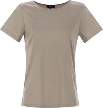 Fay Femme, Tops, Beige, Taille: 42 FR T-Shirt &agrave; Manches Courtes et Col Rond