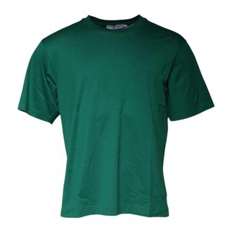 Dolce & Gabbana Gr&uuml;nes Baumwoll-T-Shirt mit Logodetails - - Tops - Herren - Gr&uuml;n - M