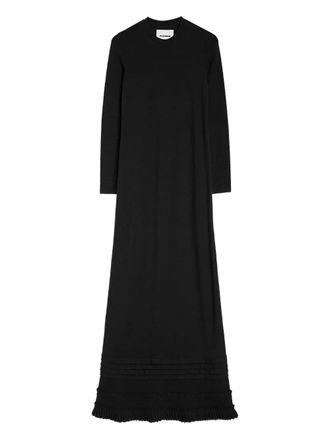 Jil Sander robe longue à volants - Noir