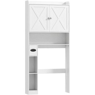 HOMCOM Homcom - Meuble wc meuble dessus toilettes 2 portes &eacute;tag&egrave;re 3 niches porte-papier blanc
