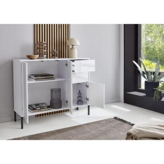 BMG M&ouml;bel BMG M&ouml;bel Kommode Mailand 10, grifflos, Metallf&uuml;&szlig;e, Wei&szlig;/ Wei&szlig; hochglanz