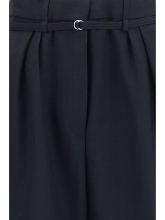 Dries Van Noten Womens Wide-Leg Drawstring Trousers Black Merino Wool