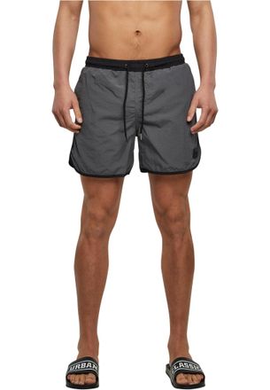 Urban Classics Herren Badehose Retro Swimshorts, Retro Badehose für Männer, mit Kordelzug, Black/darkshadow, 4XL