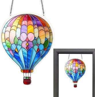 Generico Heißluftballon-Laterne - Wanddekoration für den Außenbereich, Gartenanhänger | Reflexions-Design, Solarenergie, Schutz aus Acryl, Dekoration