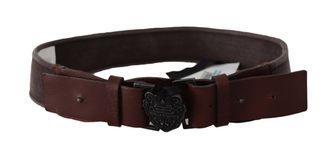 Ermanno Scervino Womens Dark Brown Leather Wide Buckle Waist Belt