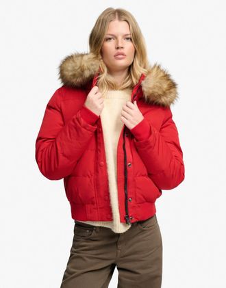 Superdry Everest bomber &agrave; capuche rouge universitaire