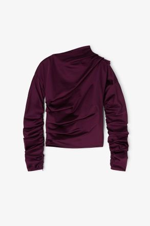Ganni Top froncé mauve Wine Acetate - Taille 32