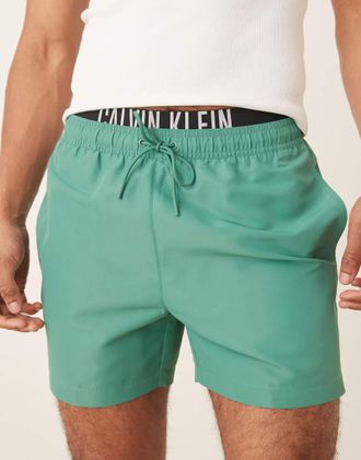 Calvin Klein Badeshorts in Gr&uuml;n mit Logobund