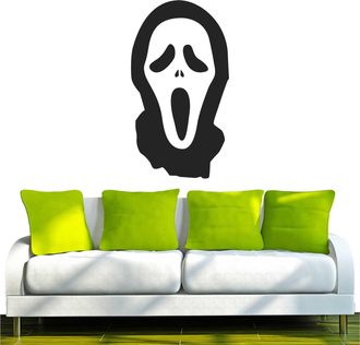 Indigos UG Wandtattoo Wohnzimmer - Wandaufkleber Scream Maske 96x53 cm schwarz w475 - Aufkleber Kinderzimmer Schlafzimmer Küche Badezimmer Büro Dekoration