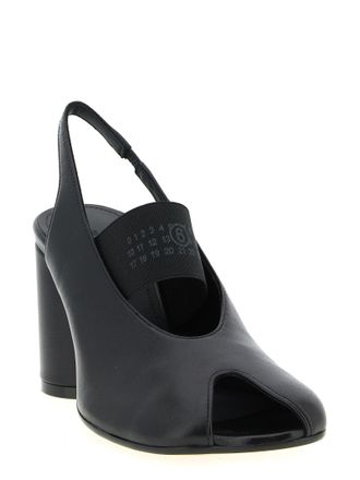 Maison Margiela Womens Tabi Toe Lamb Leather Slingback Heel Black