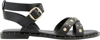 Cosmoparis Femme, Chaussures, Noir, Taille: 38 EU Sandales Plates Helana avec D&eacute;tails Dor&eacute;s