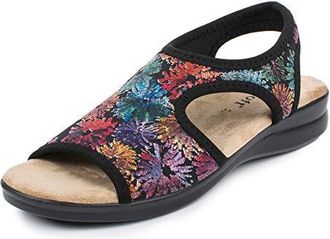 Aerosoft Sandales stretch 05 pour femme, extra légères et élastiques (fleur noire, 37)