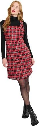 Joe Browns Heart Print Tartan Check Pinafore Mini Dress Robe, Rouge, 36 Femme