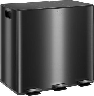 HOMCOM Homcom - Poubelle manuelle tri selectif 3 bacs capacité totale 45L acier inox. brossé