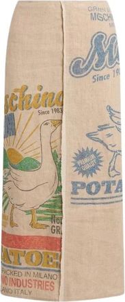 Moschino Femme, Jupes, Multicolore, Taille: 44 FR Jupe Imprim&eacute;e En Lin Et Paille