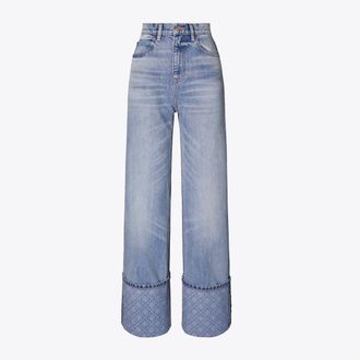 Tory Burch Jeans mit kontrastierenden Beinabschl&uuml;ssen und gerade geschnittenem Bein