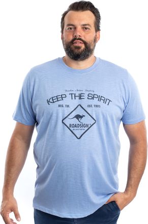 Roadsign Herren T-Shirt einfarbiges Plus-Size-Shirt mit Frontprint hellblau, 3XL