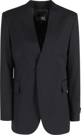 Maison Margiela Femme, Vestes, Noir, Taille: 40 FR Blazer Simple Boutonnage Sans Col