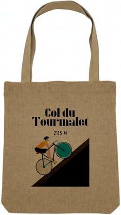 Fabulous Sac Shopping Tote Bag Aspect Lin - Col du Tourmalet V&eacute;lo France Cyclisme Tour Course Pyr&eacute;n&eacute;es - Sac de Courses Toile Epaisse 360g Beige Naturel Cabas 