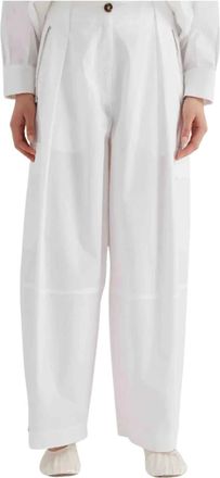 Meimeij Femme, Pantalons, Blanc, Taille: 44 FR Pantalon Large avec Poches Plaqu&eacute;es Lat&eacute;rales