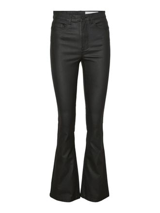 Noisy May NMSallie High Waist Flare Coated Pants Frauen Kunstlederhose schwarz W30L32