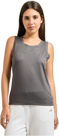 Emporio Armani Femme, Tops, Gris, Taille: 42 FR T-shirt Pr&eacute;cieux en m&eacute;lange de viscose