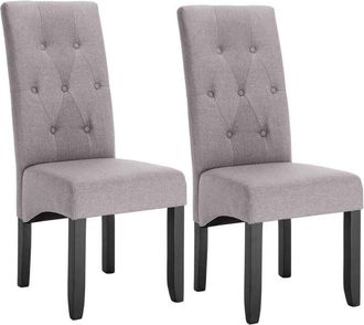 Woltu Lot de 2 Chaises de Salle &agrave; Manger Woltu Chaises scandinaves en lin et bois massif, 47 x 42 x 107 cm, Gris Fonc&eacute;