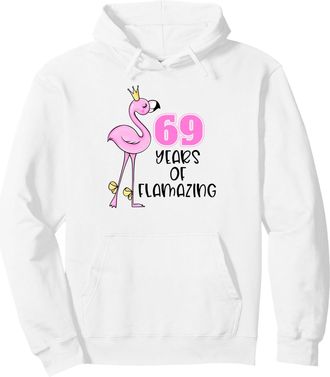 BDAZ 69 Years of Flamazing Flamingo Design Beach 69th Birthday Pullover Hoodie