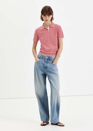 Mango Pull-over maille col polo rouge - Femme - XXS - MANGO