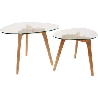 The Home Deco Factory The Home Deco Factory - Tables gigognes galets plateaux en verre tremp&eacute; (Lot de 2)