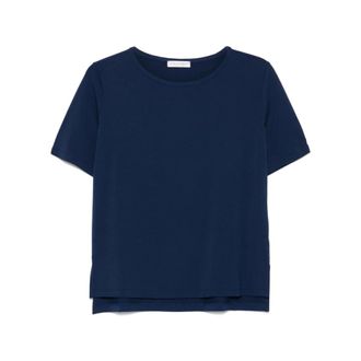 Le Tricot Perugia Navy Blaues Kurzarm T-shirt - - Tops - Damen - Blau - L