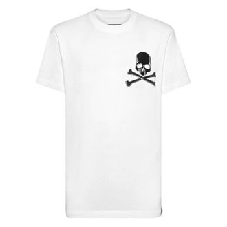 Philipp Plein Homme, Tops, Blanc, Taille: 3XL T-Shirt Col Rond Skull&Bones