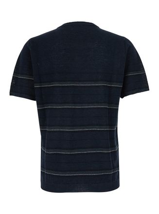 Roberto Collina Mens T-Shirt Riga Cotone Blue Cotton T-Shirts And Polos