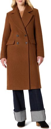 Amazon Essentials Damen (Demis Favorit) Lang Geschnittener Regular-Fit-Zweireihermantel Wollmischung, Karamell Heide, XS