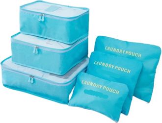 Generic 6 St&uuml;ck Reise-Aufbewahrungs-Organizer, tragbarer Koffer for Damen, Kleidung, Schuhe, Make-up-Tasche, Gep&auml;ck(Sky Blue)