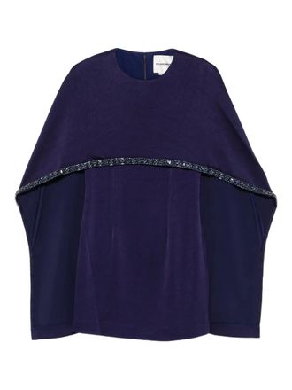 Roland Mouret robe longue à empiècement façon cape - Bleu