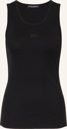 Dolce & Gabbana Top Mit Schmucksteinen schwarz