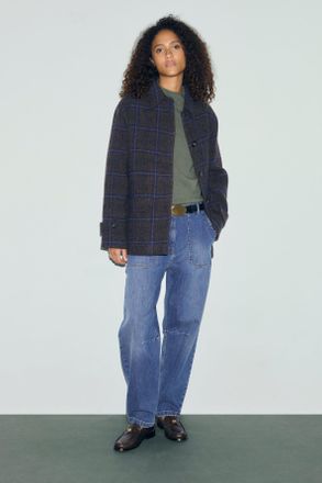 Gerard Darel Manteau court &agrave; carreaux en laine vierge - ALTA - Marron