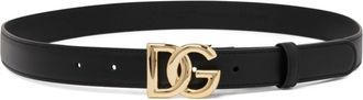 Dolce & Gabbana Femme, Accessoires, Noir, Taille: 90 CM Ceinture Noire avec Logo Plaque