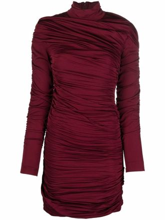 Stella McCartney robe Faye &agrave; fronces - Rouge