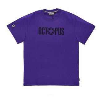 Octopus Homme, Tops, Violet, Taille: XL T-shirt Violet avec Logo Manches Courtes