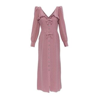 Alessandra Rich Polka Dot Midi Kleid - - Dresses - Damen - Rosa - S